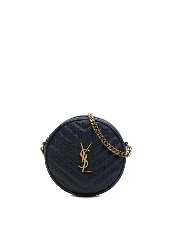Saint Laurent 2020 Chevron Grain De Poudre Round Vinyle Camera Bag Crossbody Bag - Black