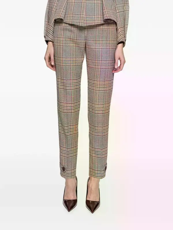 NISSA Checked Tailored Tapered Pants With Sequin Embellishments