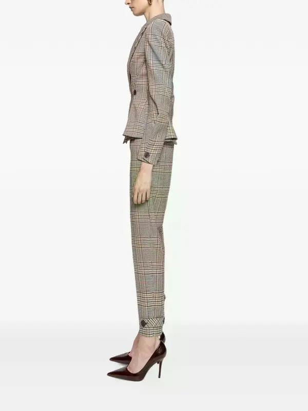 NISSA Checked Tailored Tapered Pants With Sequin Embellishments