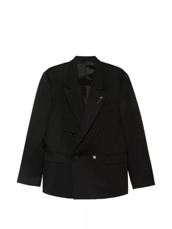 LARDINI Double-breasted Peak-lapel Blazer - Black