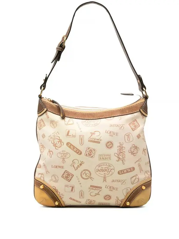 Loewe 2006 160th Anniversary Suede Trimmed Canvas Shoulder Bag - Neutrals