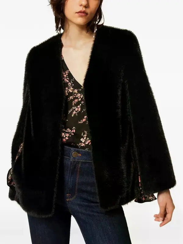 TWINSET Faux Fur Cape Jacket
