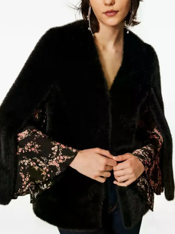 TWINSET Faux Fur Cape Jacket