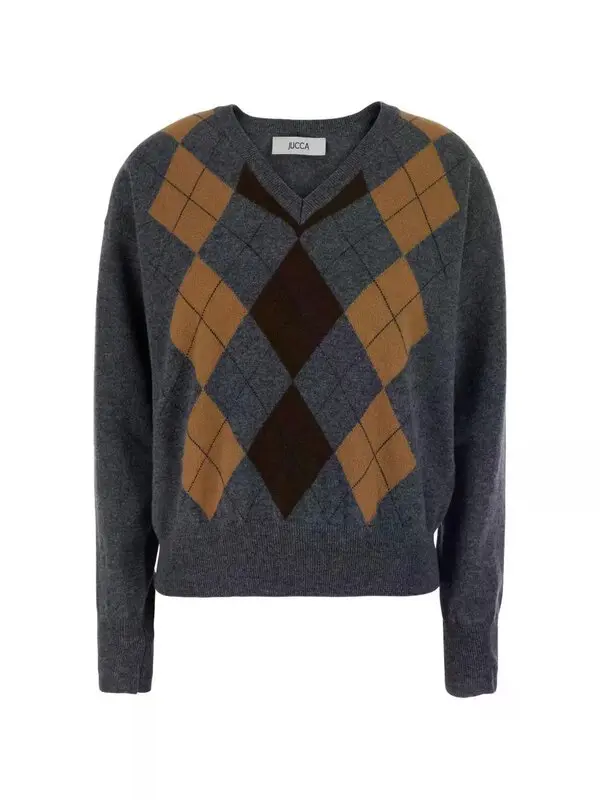 JUCCA Argyle-intarsia V-neck Sweater