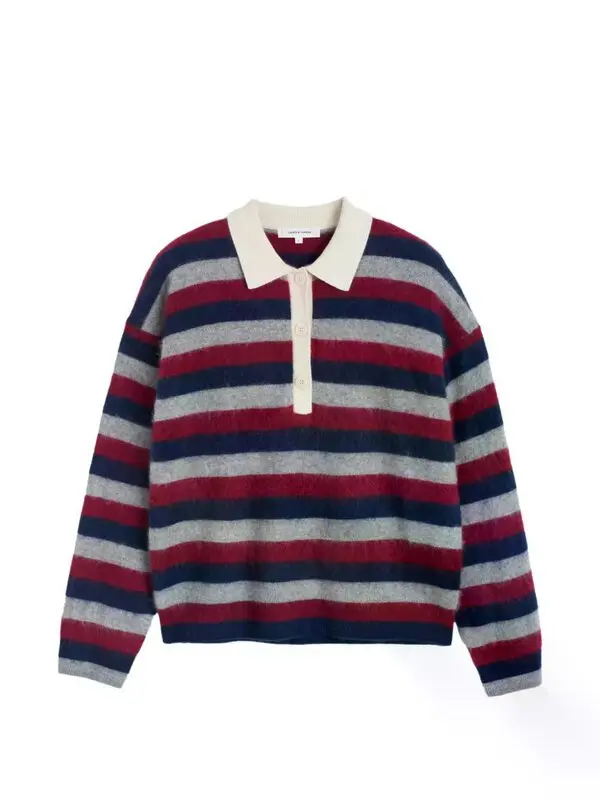Chinti & Parker Striped Merino Wool Polo Sweater
