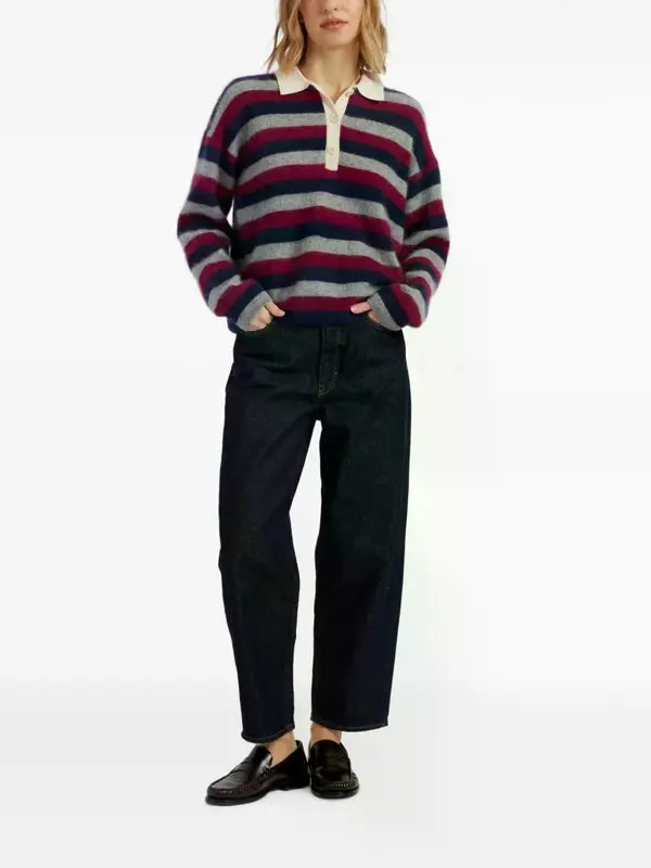 Chinti & Parker Striped Merino Wool Polo Sweater