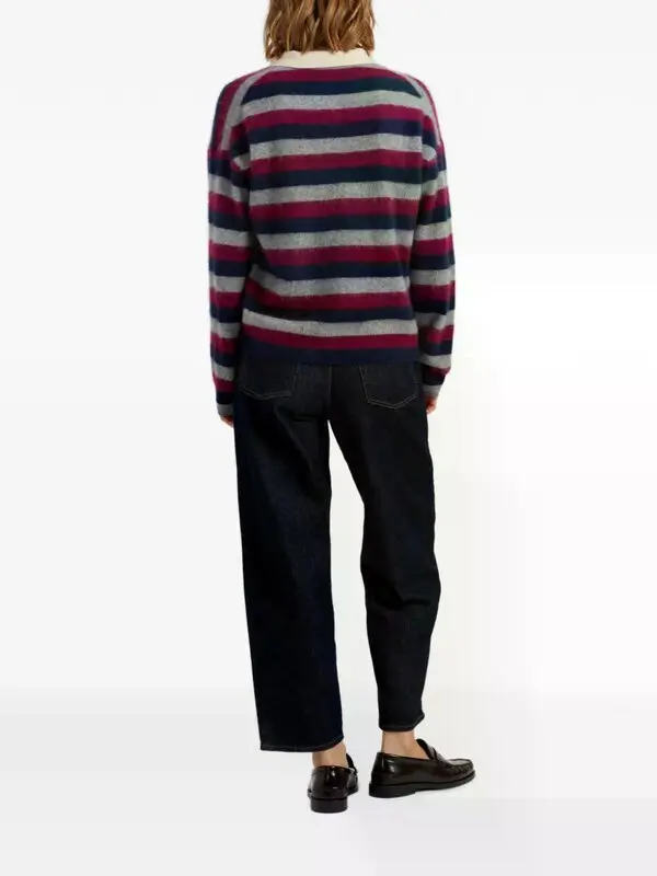 Chinti & Parker Striped Merino Wool Polo Sweater
