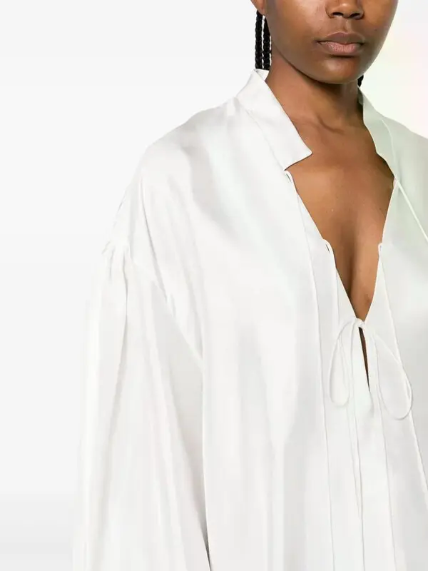 MANURI Silk Balloon Sleeve Blouse