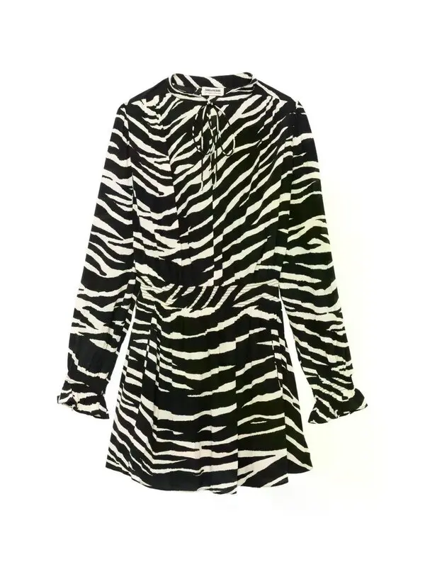 Zadig&Voltaire Zebra Print V-neck Long Sleeve Dress