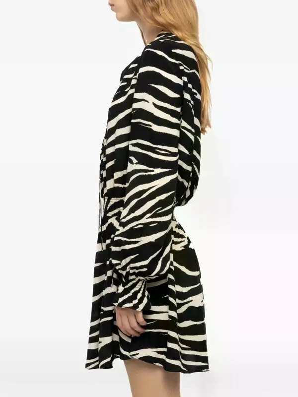 Zadig&Voltaire Zebra Print V-neck Long Sleeve Dress