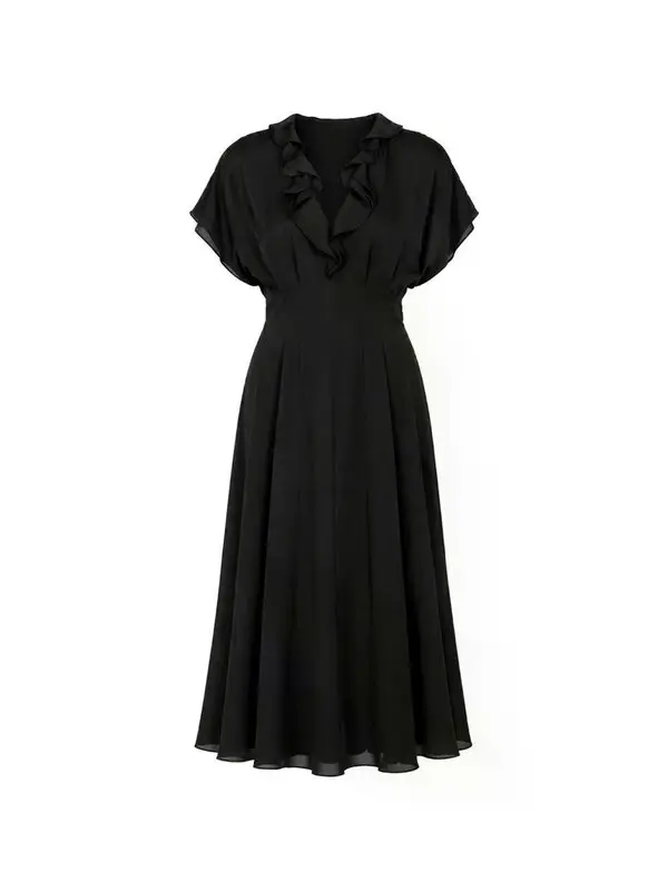 Alberta Ferretti Ruffled V-neck Midi Dress