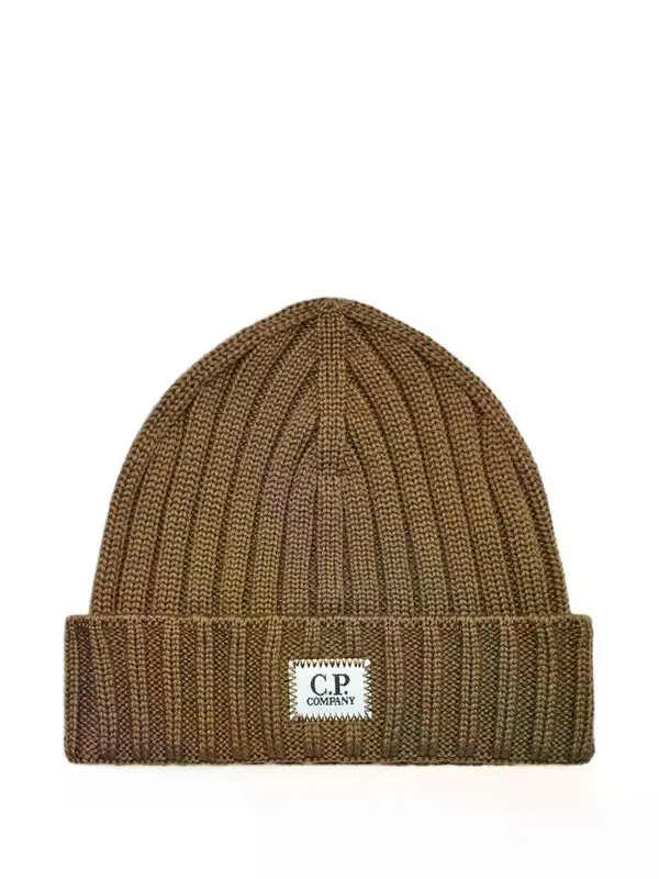 C.P. COMPANY Logo-patch Ribbed-knit Beanie Hat