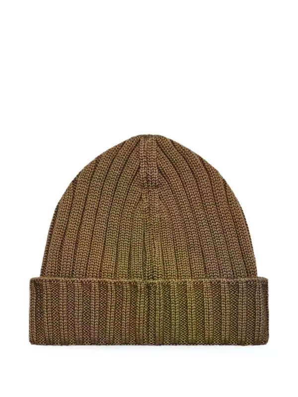 C.P. COMPANY Logo-patch Ribbed-knit Beanie Hat