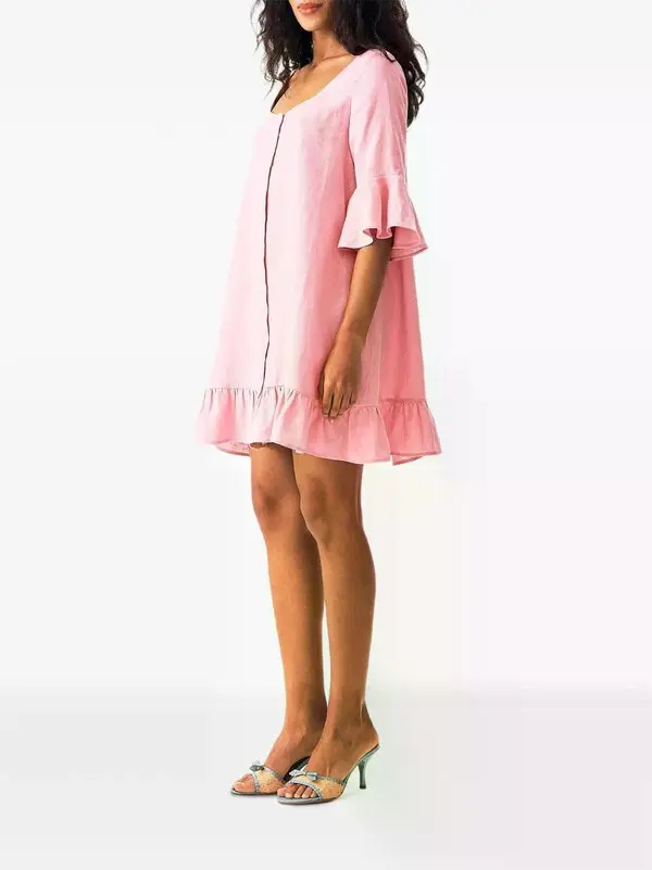 Sleeper Marseille Ruffled Linen Short Dress