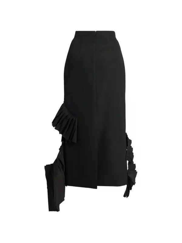 Erdem Ruffled Embroidered Midi Skirt