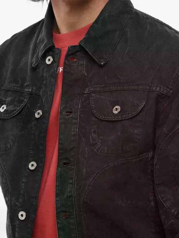 Off-White Garment-dyed Denim Jacket With Rear Zip Detail