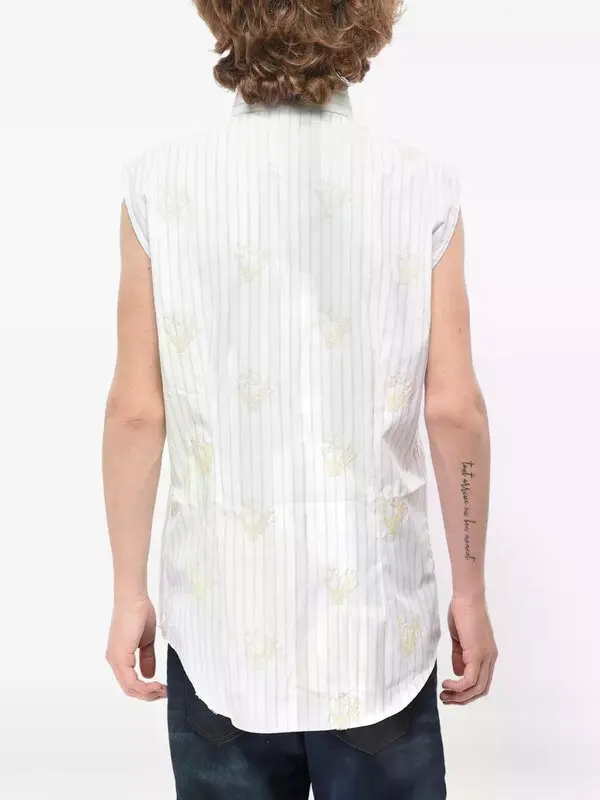 Off-White Sequin-embroidered Striped Sleeveless Shirt