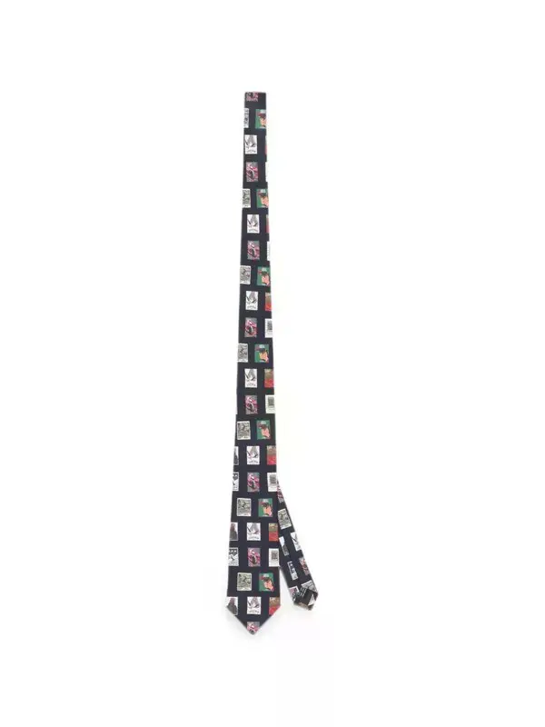LES DEUX Stamp-print Silk Neck Tie