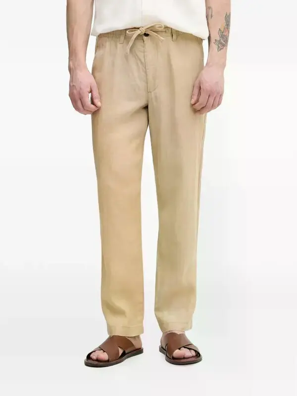 BENETTON Drawstring-waist Linen Trousers