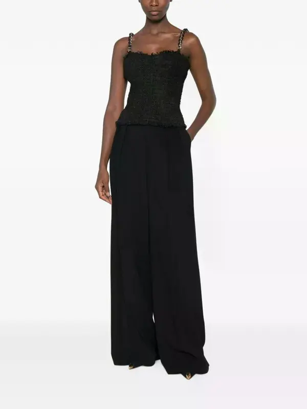 Balmain Sleeveless Tweed Top With Chain-link Straps