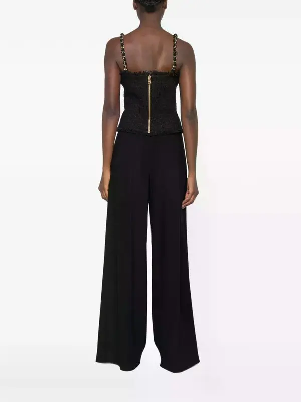 Balmain Sleeveless Tweed Top With Chain-link Straps