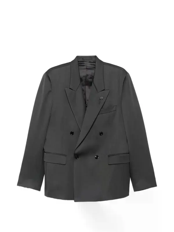 LARDINI Double-breasted Peak-lapel Blazer - Grey