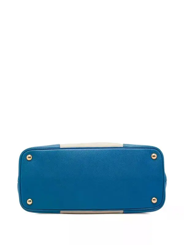 Prada 2013-2026 Medium Saffiano Cuir Trimmed Canvas Double Satchel