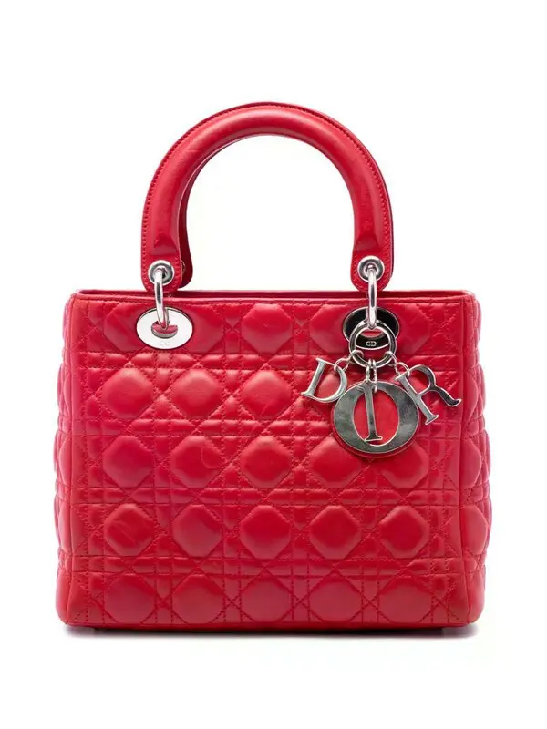 Dior Lambskin Cannage Lady Satchel - Red