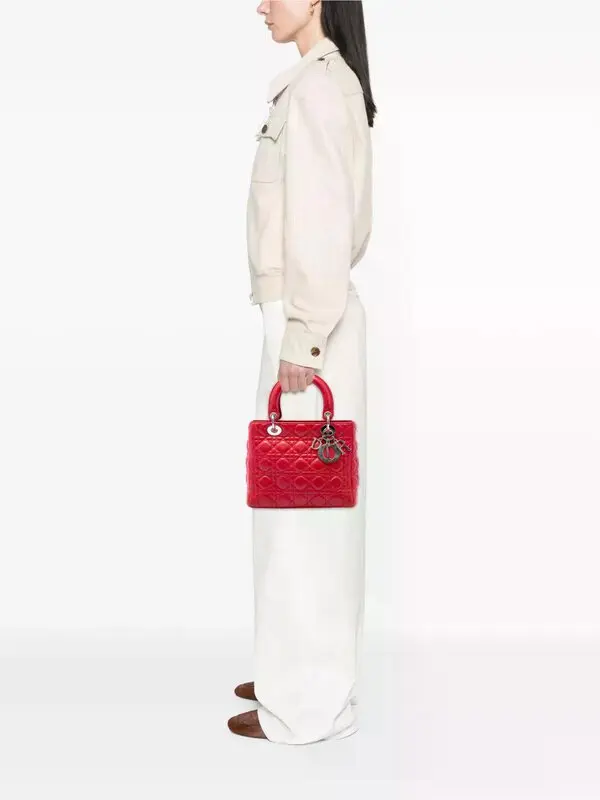 Dior Lambskin Cannage Lady Satchel - Red