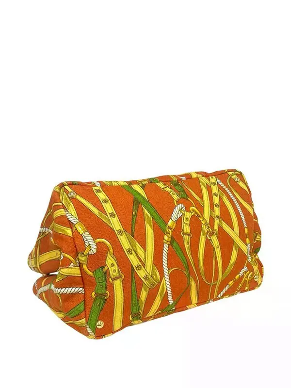 Prada Printed Canvas Canapa Tote Satchel - Orange