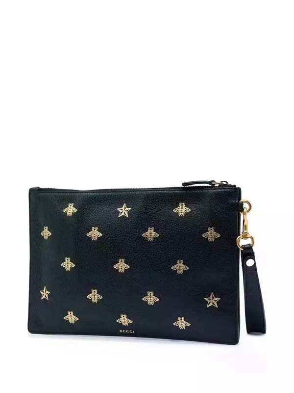Gucci Calfskin Bee Star Clutch Bag