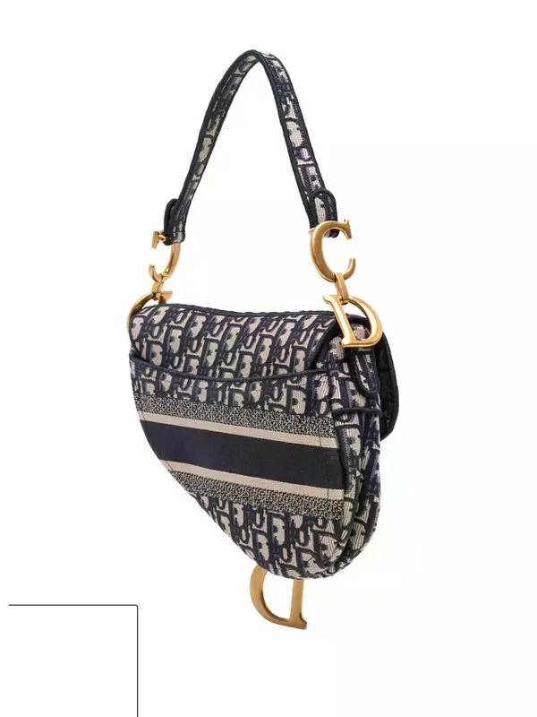 Dior Oblique Embroidered Canvas Saddle Bag - Blue