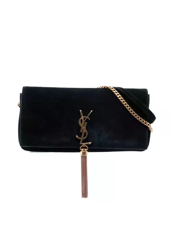 Saint Laurent 2020 Suede Monogram Kate 99 Tassel Bag Satchel - Black