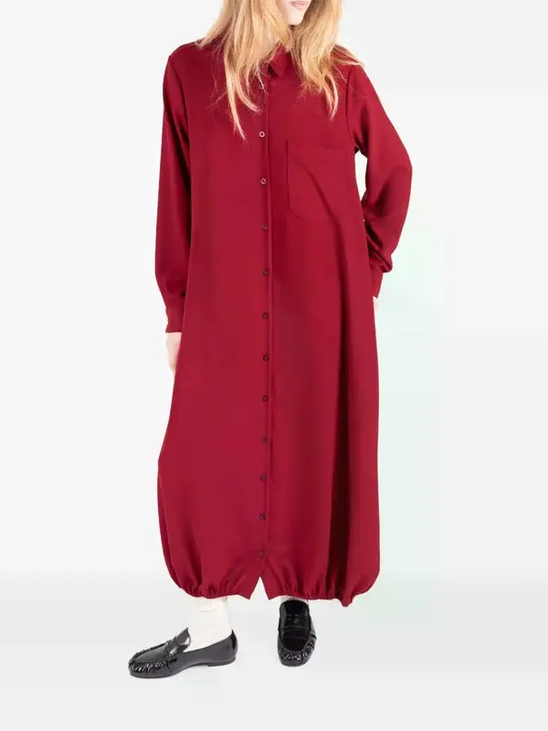 SOCIETE ANONYME Shirt Bubble Hem Midi Dress - Red