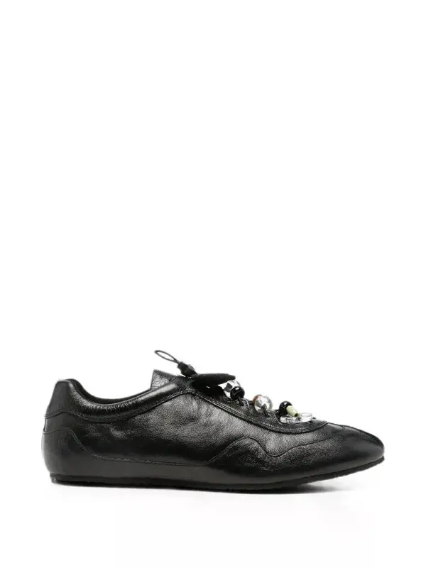 Cecilie Bahnsen Blaise Beaded Leather Sneakers - Black