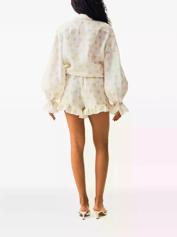 Sleeper Ruffled Floral-print Linen Shorts