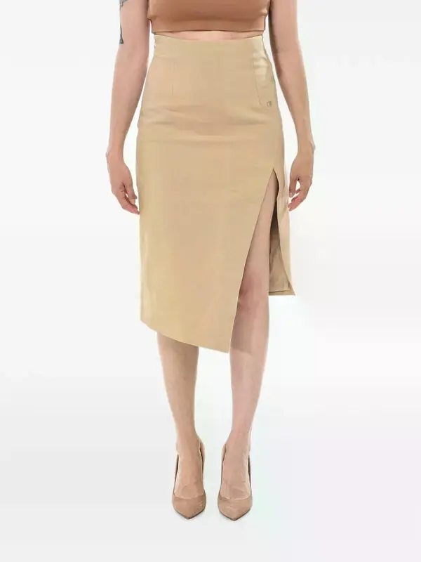 Off-White Logo Embroidered Slit Detail Pencil Skirt