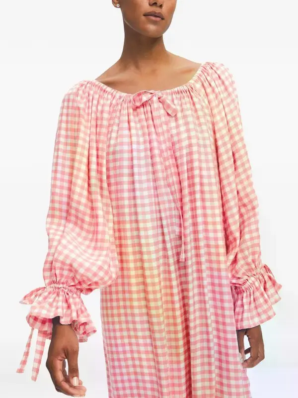 Sleeper Cha-cha Gingham Maxi Linen Dress