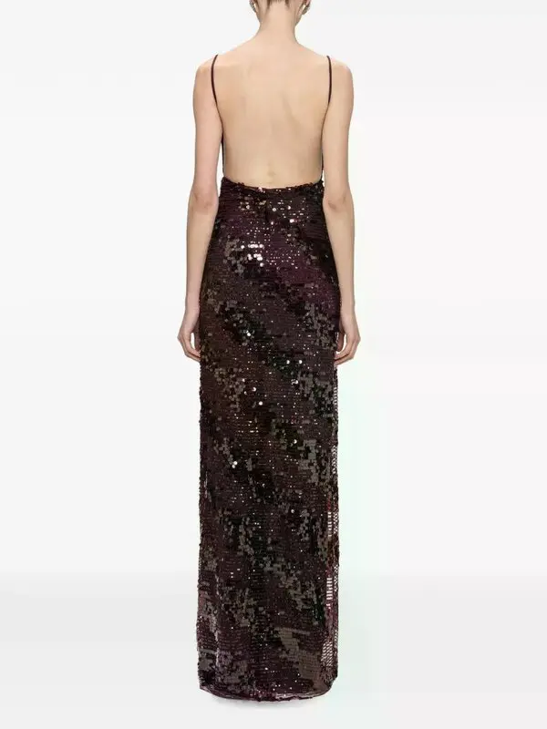 NISSA Sequin-embellished Backless Maxi Dress