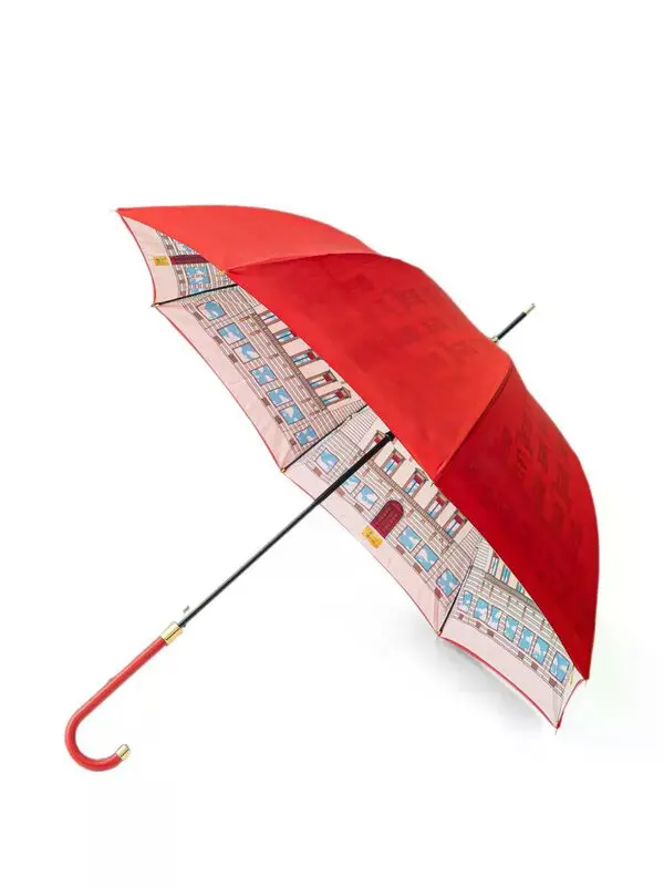 Moschino Building-print Curved-handle Umbrella