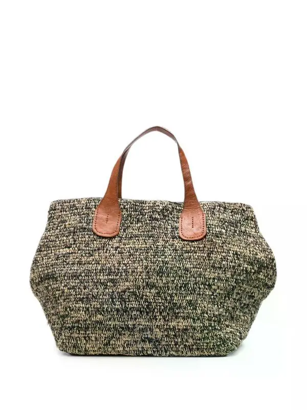 IBELIV Woven Leather-trim Tote Bag