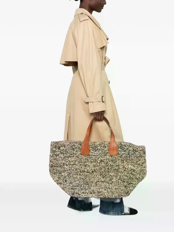 IBELIV Woven Leather-trim Tote Bag