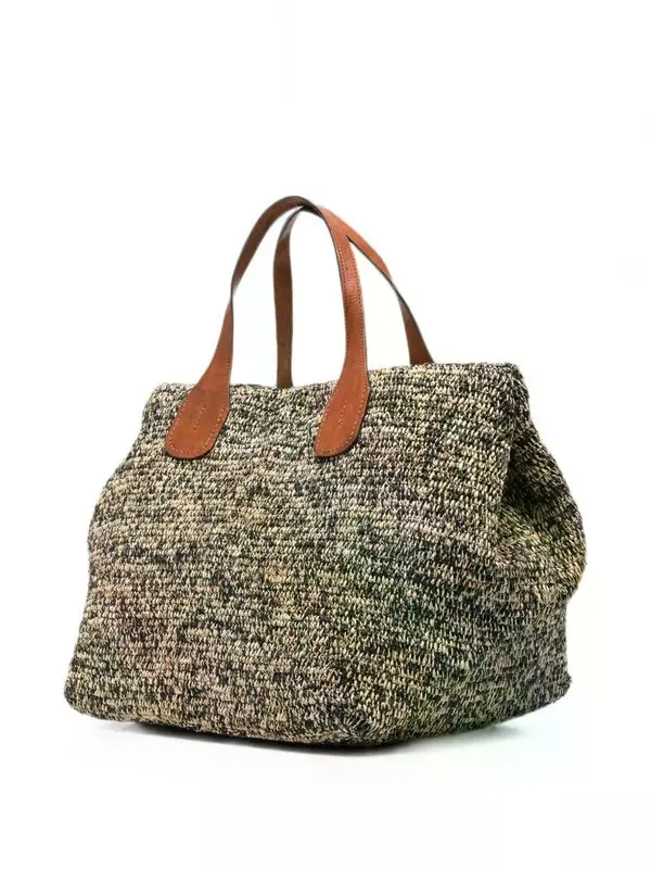 IBELIV Woven Leather-trim Tote Bag