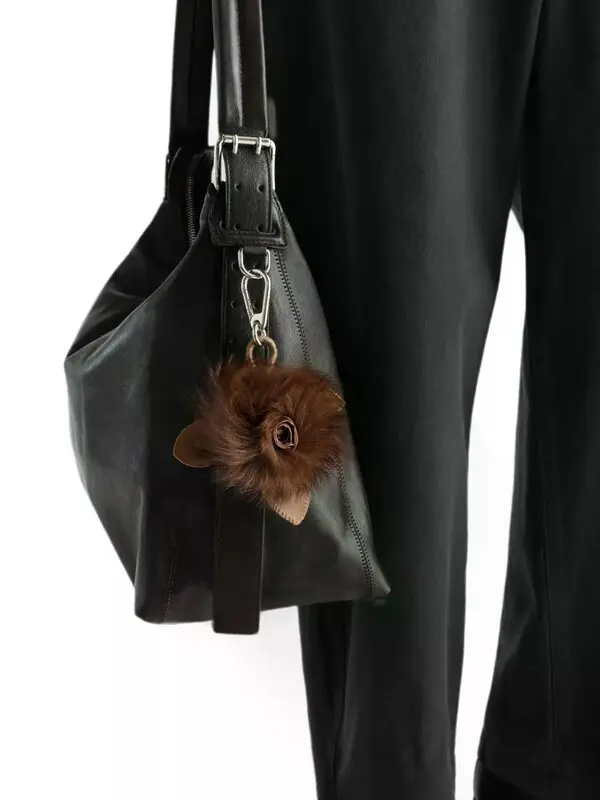 LEMAIRE Fuzzy Rose Charm In Lambskin Shearling