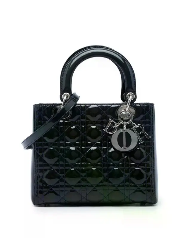 Dior Patent Cannage Lady Satchel - Blue