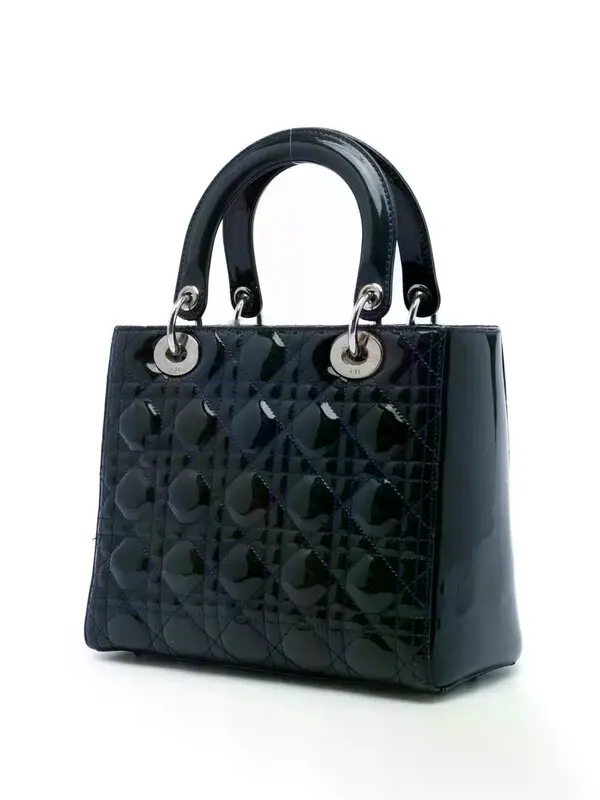 Dior Patent Cannage Lady Satchel - Blue