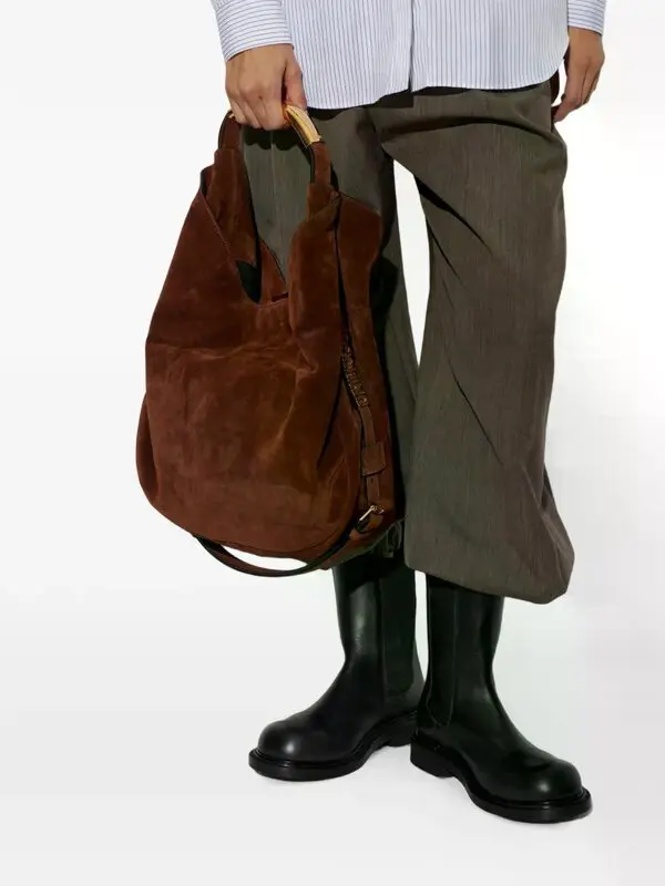 Moschino Large Handle Me Suede Tote Bag