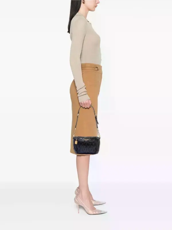 Miu Miu 2010-2026 Matelasse Nappa Lux Charm Shoulder Bag - Black