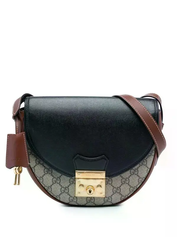 Gucci 2016-2026 Gg Supreme Saddle Padlock Crossbody Bag - Neutrals