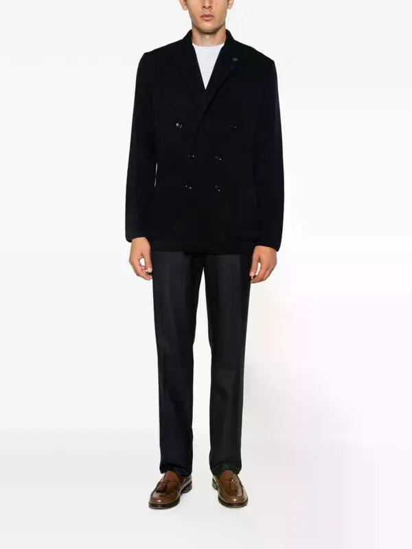 LARDINI Double-breasted Knit Blazer